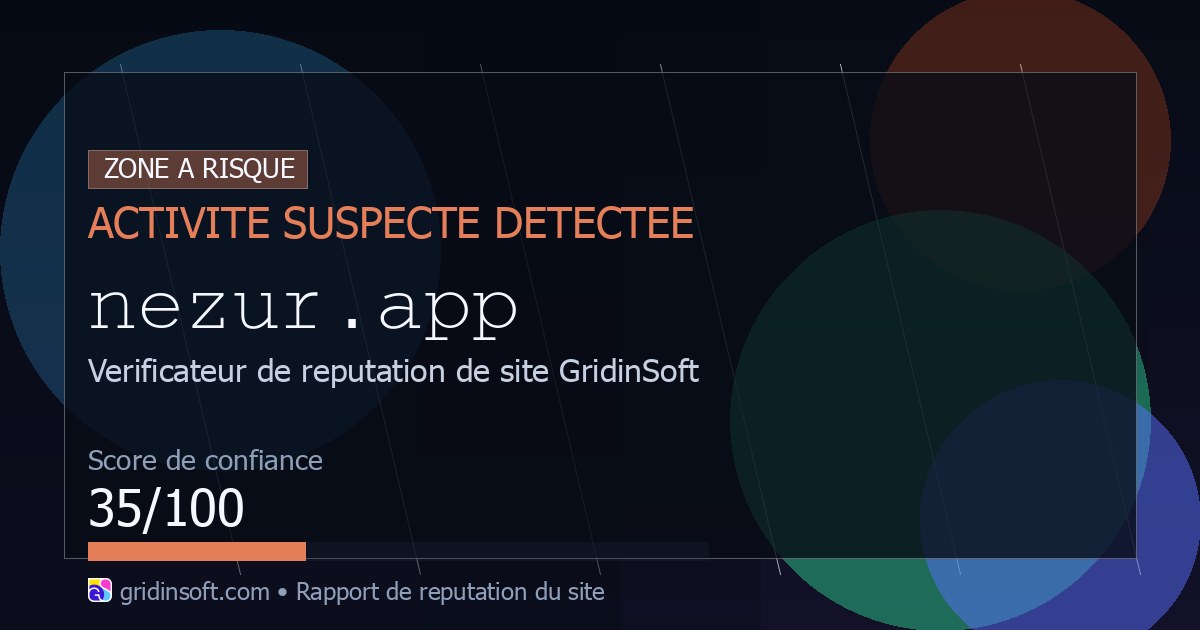 Nezur.app : Site Web suspect et Score externe faible