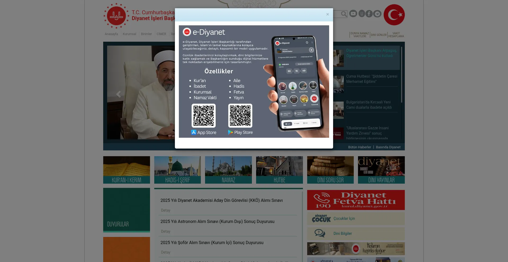 Diyanet.gov.tr : site gouvernemental officiel (Confiance 90/100)