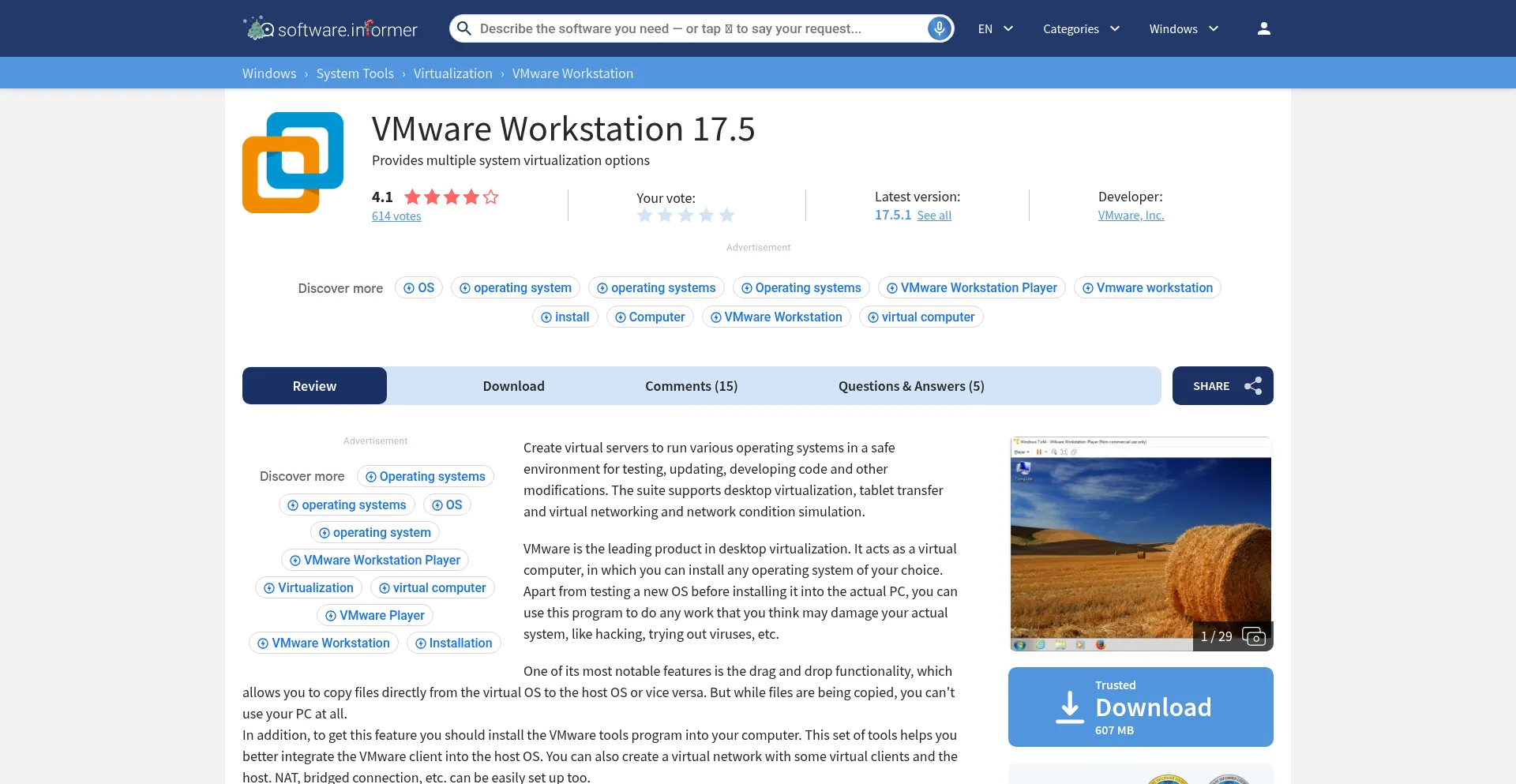 Vmware-workstation.informer.com : fiable ou sûr ? (Confiance 79/100)